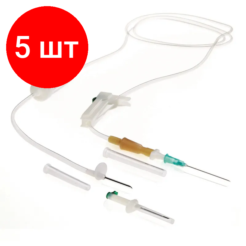 Комплект 5 штук, Система переливания р-ров одноразовая (металл. шип ) игла 0.8х40 21G SFM