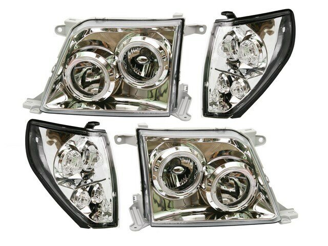 Фара левая+правая тюнинг, комплект со светящимся ободком, с указателем поворота EAGLE EYES TY868B00HW869W для Toyota Land Cruiser Prado 90