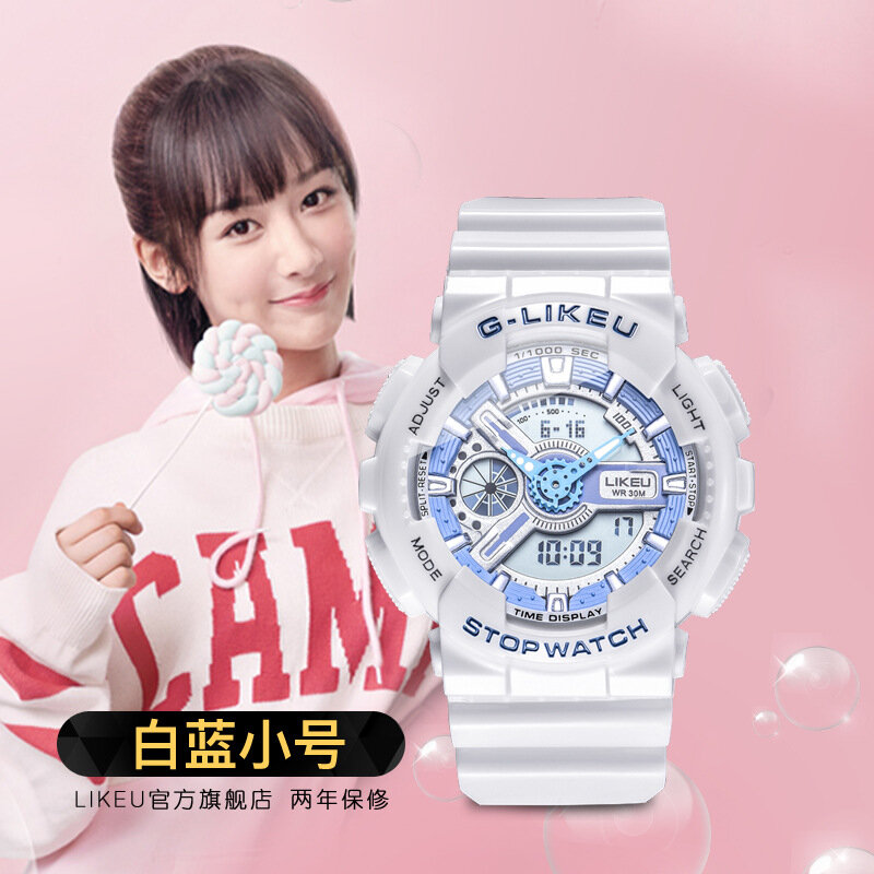 Часы в стиле TikTok для женщин, спортивные водонепроницаемые светящиеся электронные часы для учащихся средних и старших классов, элегантные часы для девочек