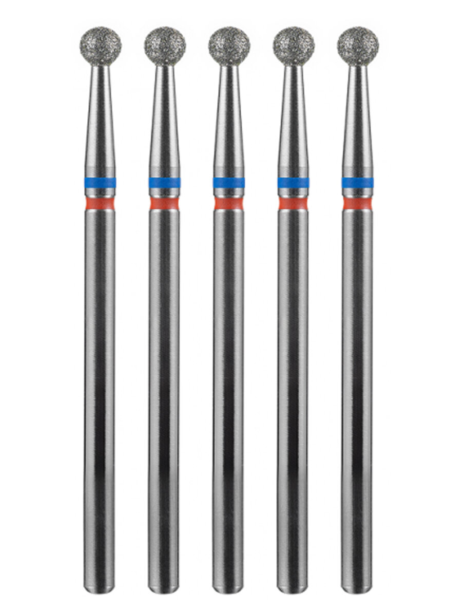 Manita Professional Фреза алмазная шар для аппаратного маникюра 866.104.001.031.035 ФАШ-3,5MC, сине-красные насечки, ø 3,5 мм, 5 шт.