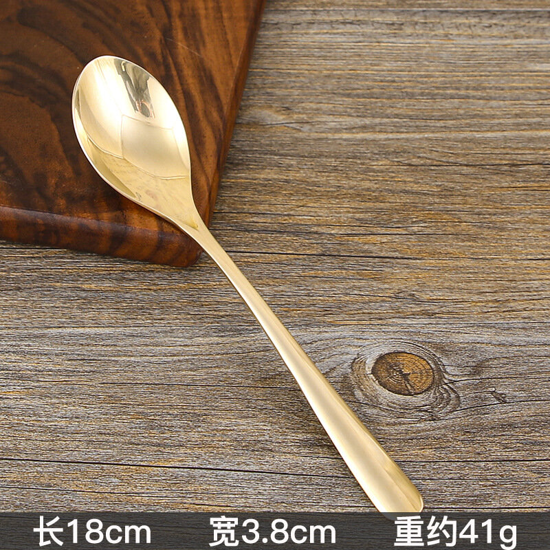Набор ложек и вилок из чистого меди в стиле INS, корейская длинная ручка, домашняя желто-фиолетовая медная суповая ложка, скандинавская десертная вилка и ложка для западной кухни
