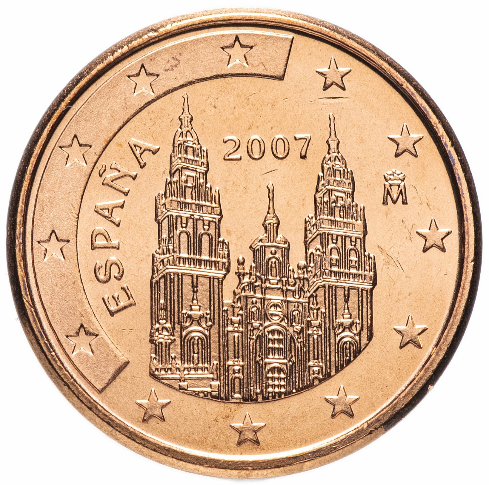 Испания 1 евроцент cent 2007, Сталь, в сохранности UNC