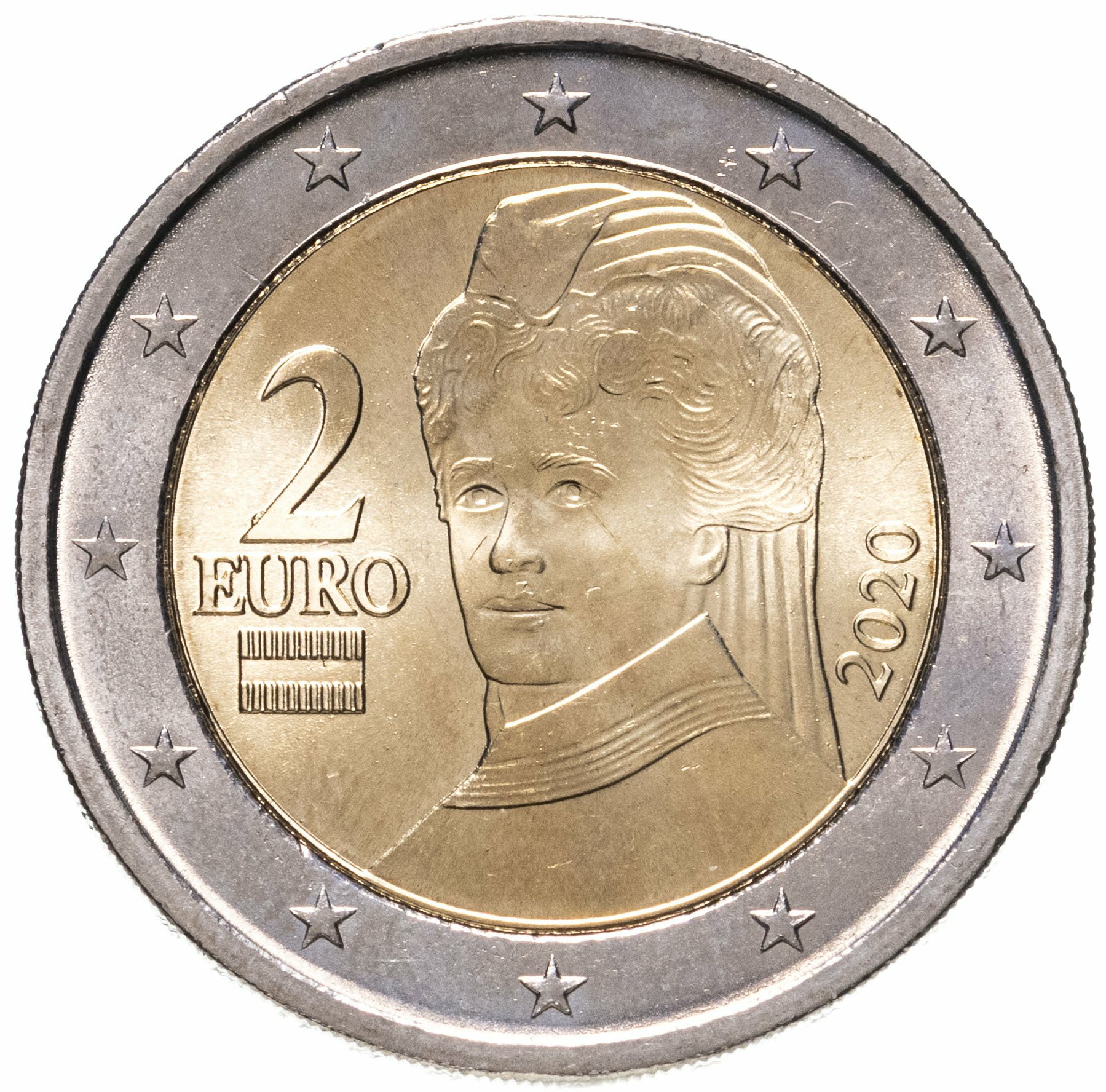 Австрия 2 евро euro 2020, Биметалл, в сохранности UNC
