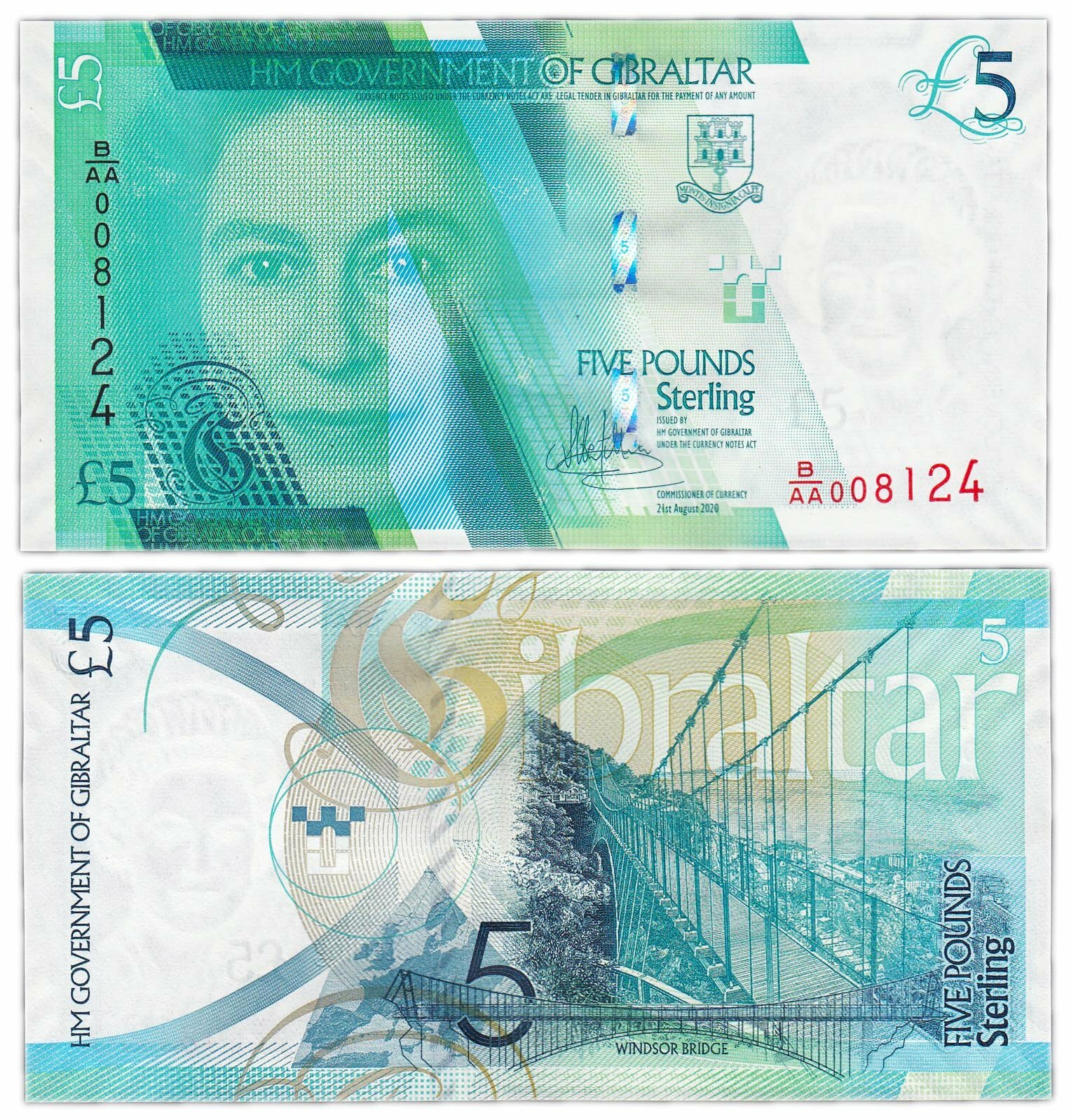 Гибралтар 5 фунтов 2021 Елизавета 2 "Виндзорский мост" Pick 42