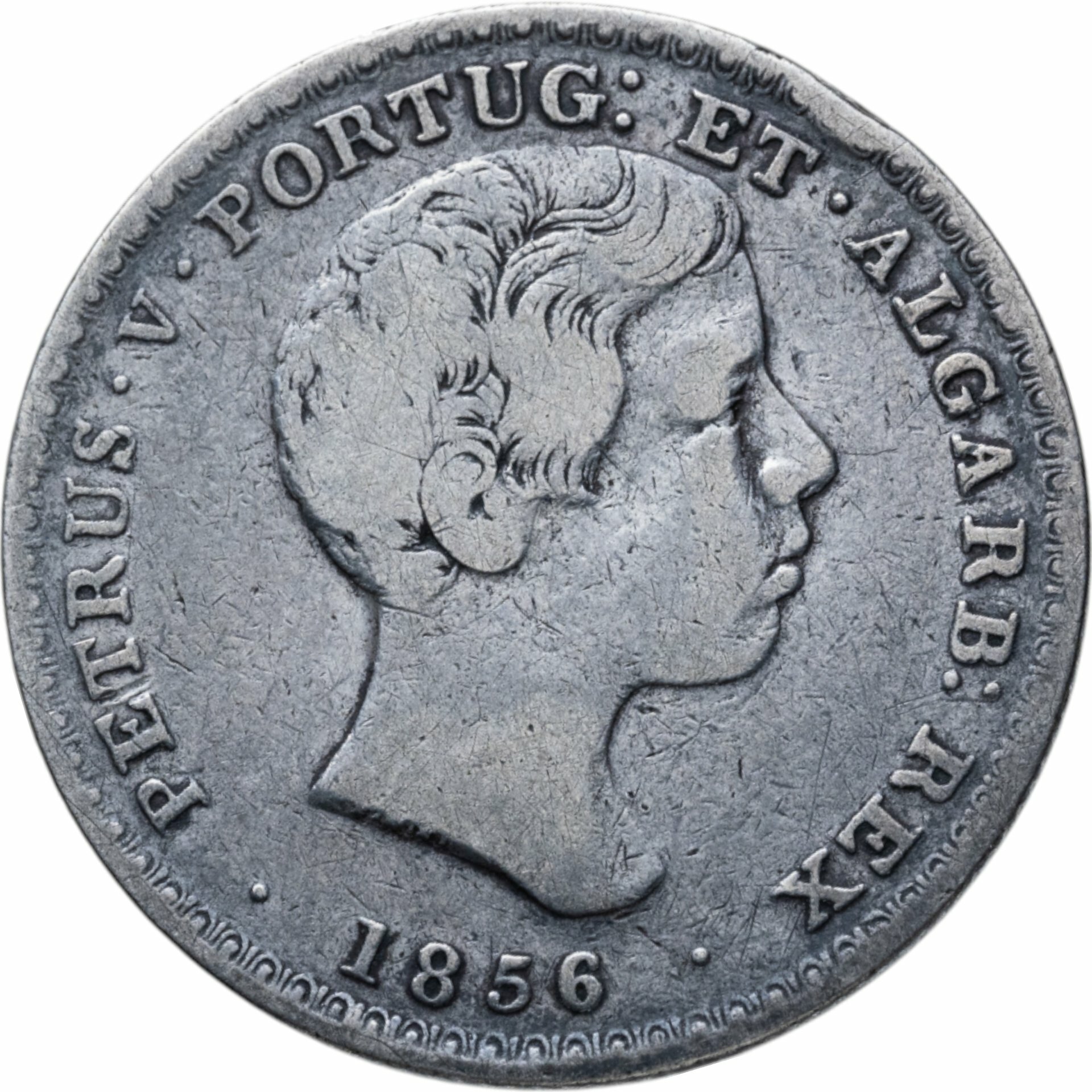 Португалия 500 реалов reis 1856, Серебро 916, в сохранности VF