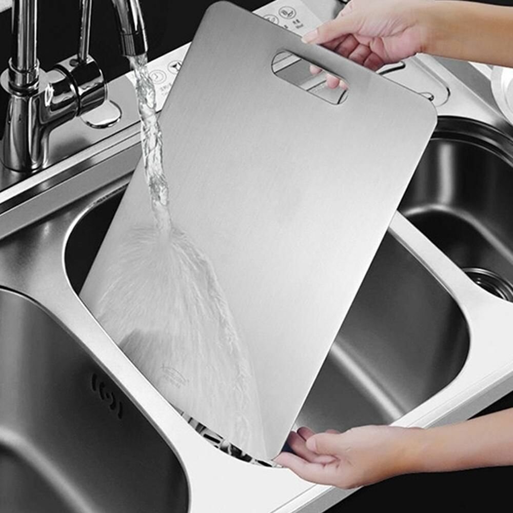 Доска разделочная для кухни металлическая из нержавеющей стали, двухсторонняя