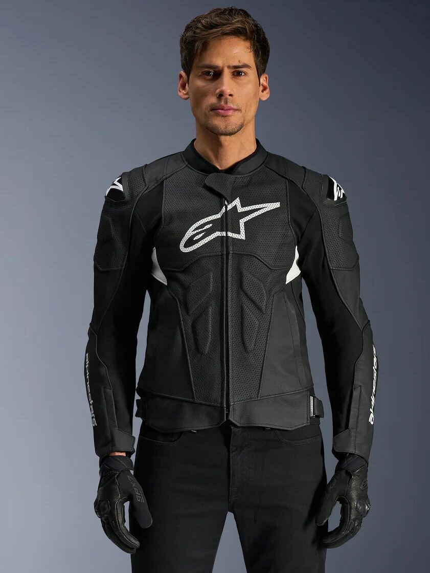 Мотокуртка Кожаная Мужская Alpinestars Dusk Airflow Black/White, 52