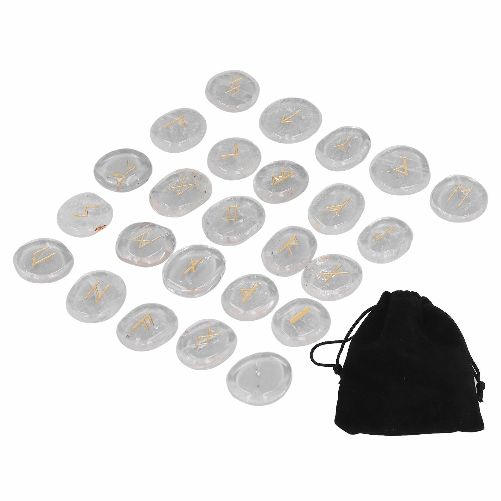 Рунические камни, тонкая работа, стильный внешний вид, небольшой объем, набор белых хрустальных рун