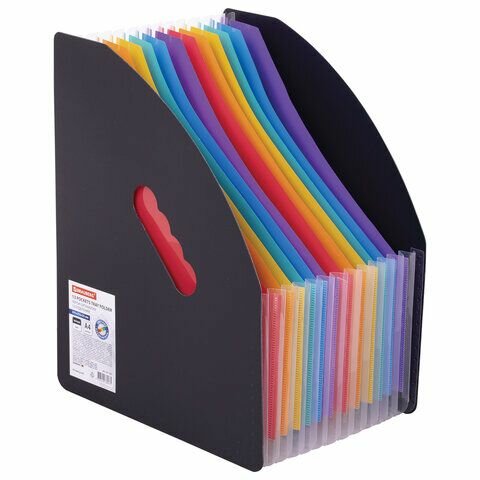 2 шт. Лоток-органайзер вертикальный для бумаг и документов, 13 отделений, BRAUBERG DOCS, А4 черный, 271153