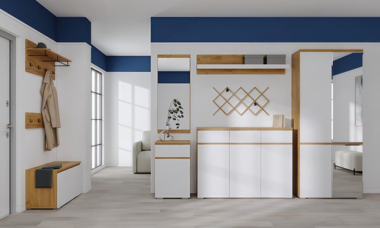 Прихожая "гретта" Дуб Крафт золотой - Белый. Композиция №5 (памир)