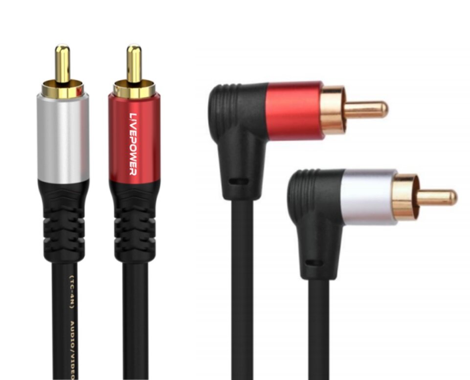 Шнур соединительный 2RCA (M) - 2RCA (M) угловой Premium 1.8 метра S1292