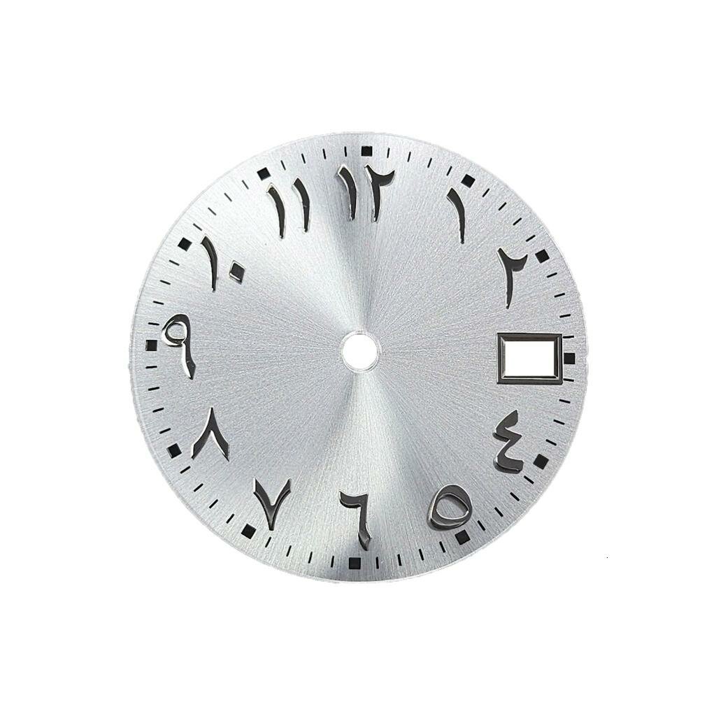 Циферблат 28,5 мм с арабскими цифрами, Серебро