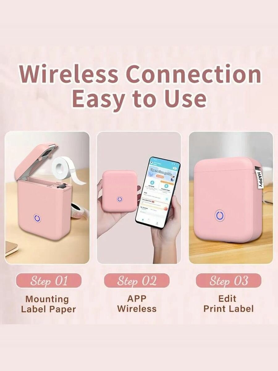 Термопринтер для этикеток, мини принтер с Bluetooth для смартфона