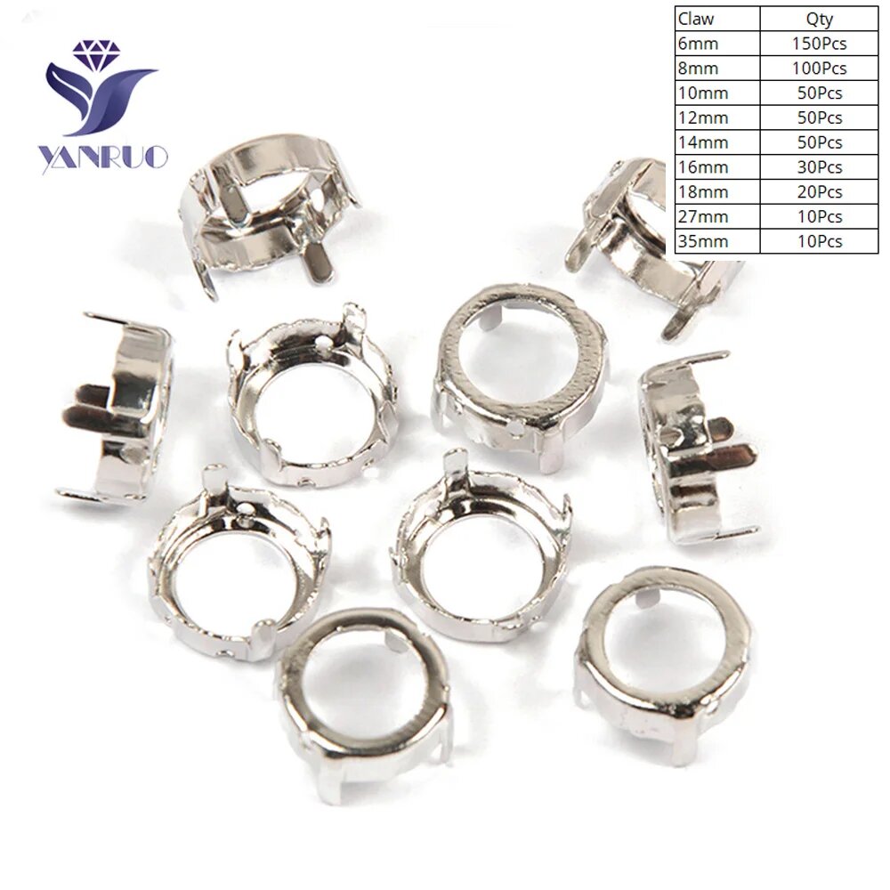 Стразы YANRUO Rivoli 6-16 мм, серебряный цвет, 27 шт
