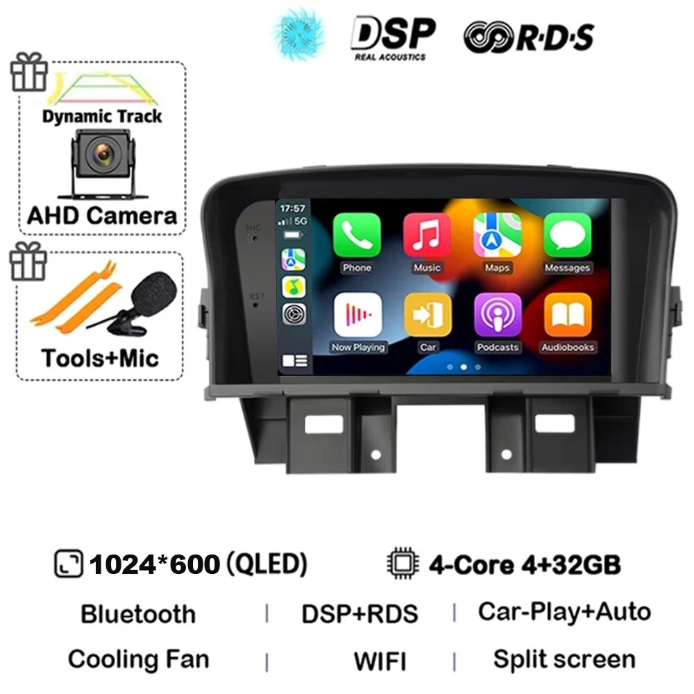 7-дюймовый автомобиль для Chevrolet Cruze 2008-2014, автомобильный радиоприемник, Android15, видеоплеер, мультимедийный GPS Carplay, авто BT RDS, встроенная навигация 4G-32G CAM