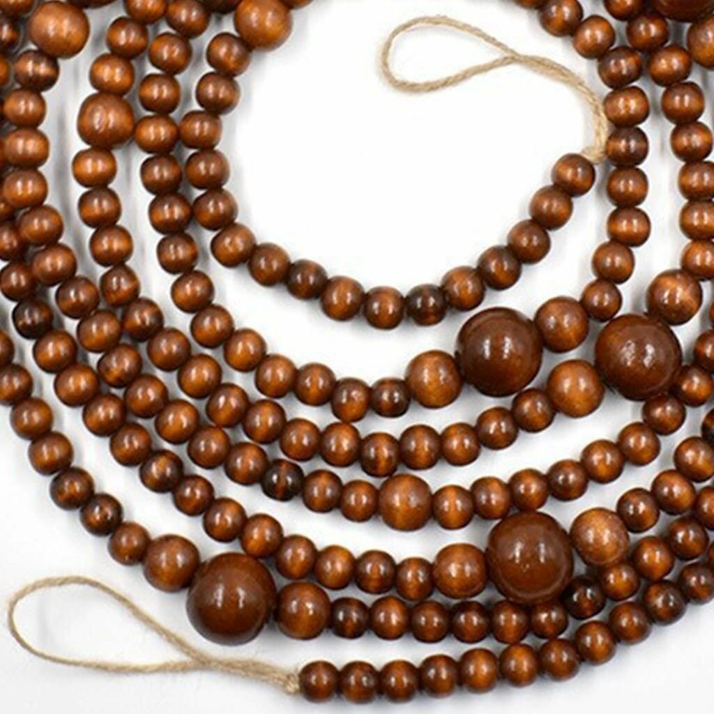 Деревянные бусы для украшения ёлки, Кофейный цвет