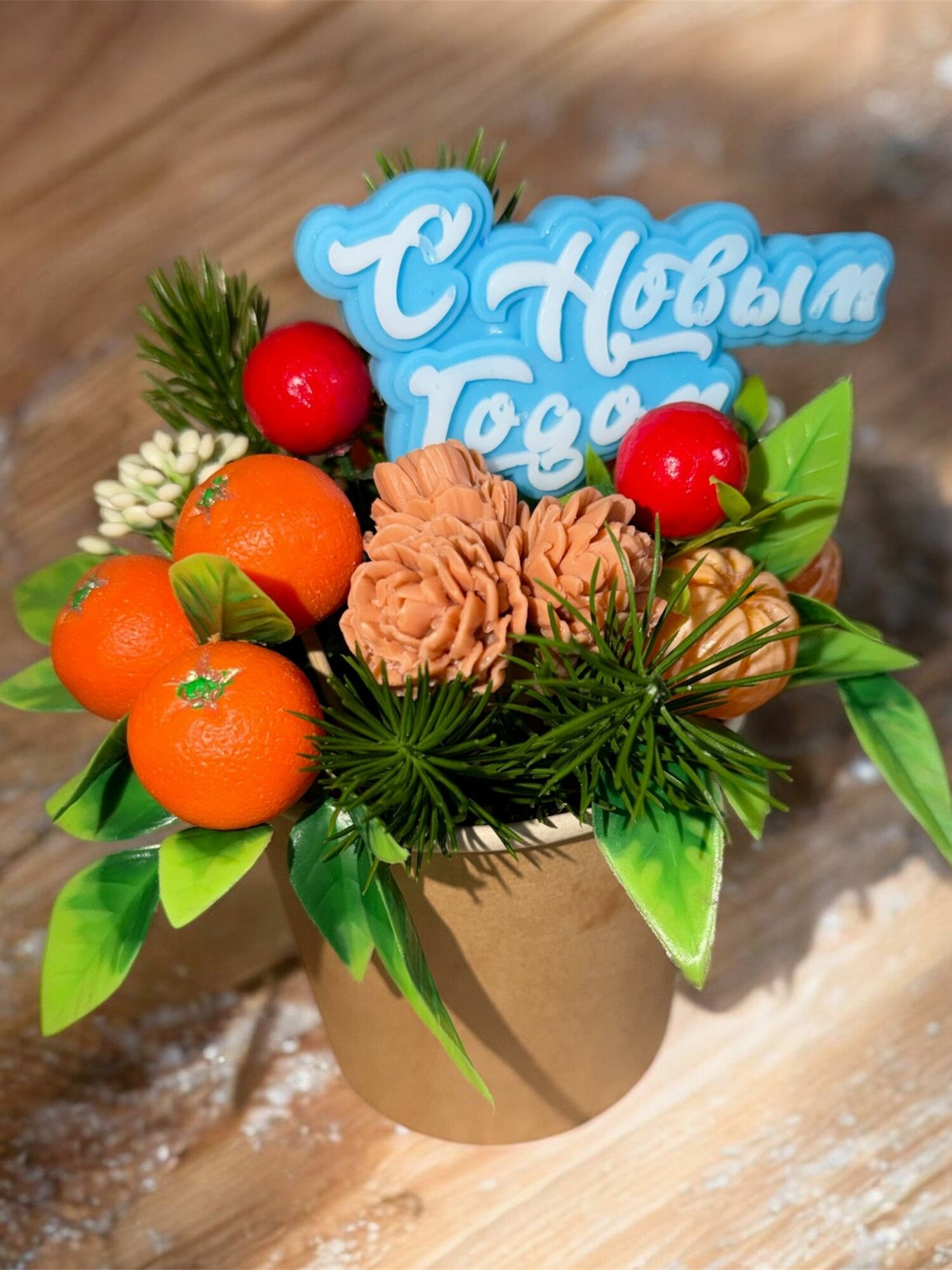Букет новогодний из мыла