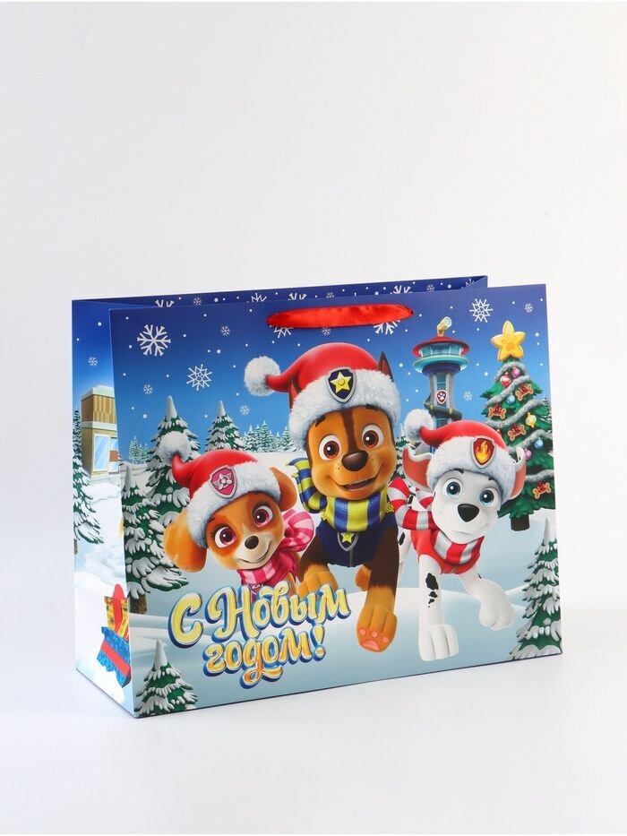 Пакет подарочный Paw Patrol С Новым годом! Щенячий патруль, размер XL, 40х49х19 см