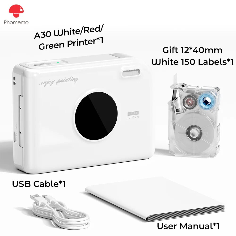 Zodzi A30 Бесчернильный Портативный Принтер Этикеток White Printer