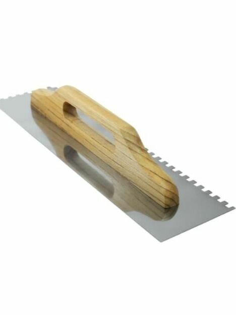 Гладилка нерж. деревянная ручка 13х48 (зуб. 8х8) "Политех"