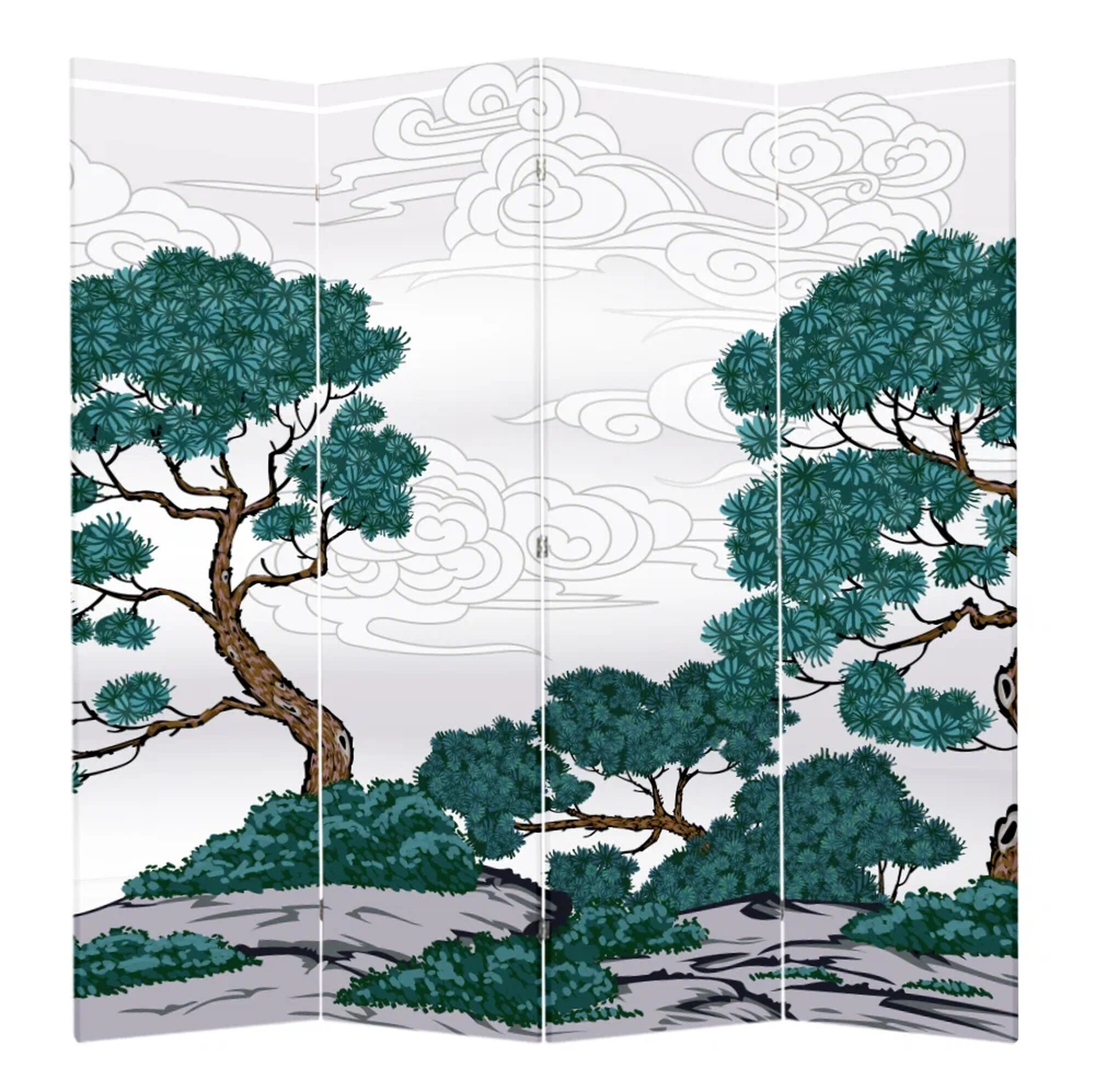 Ширма перегородка для зонирования «СКТ Сосны Суми» - 4а, размер 180х180/45 см