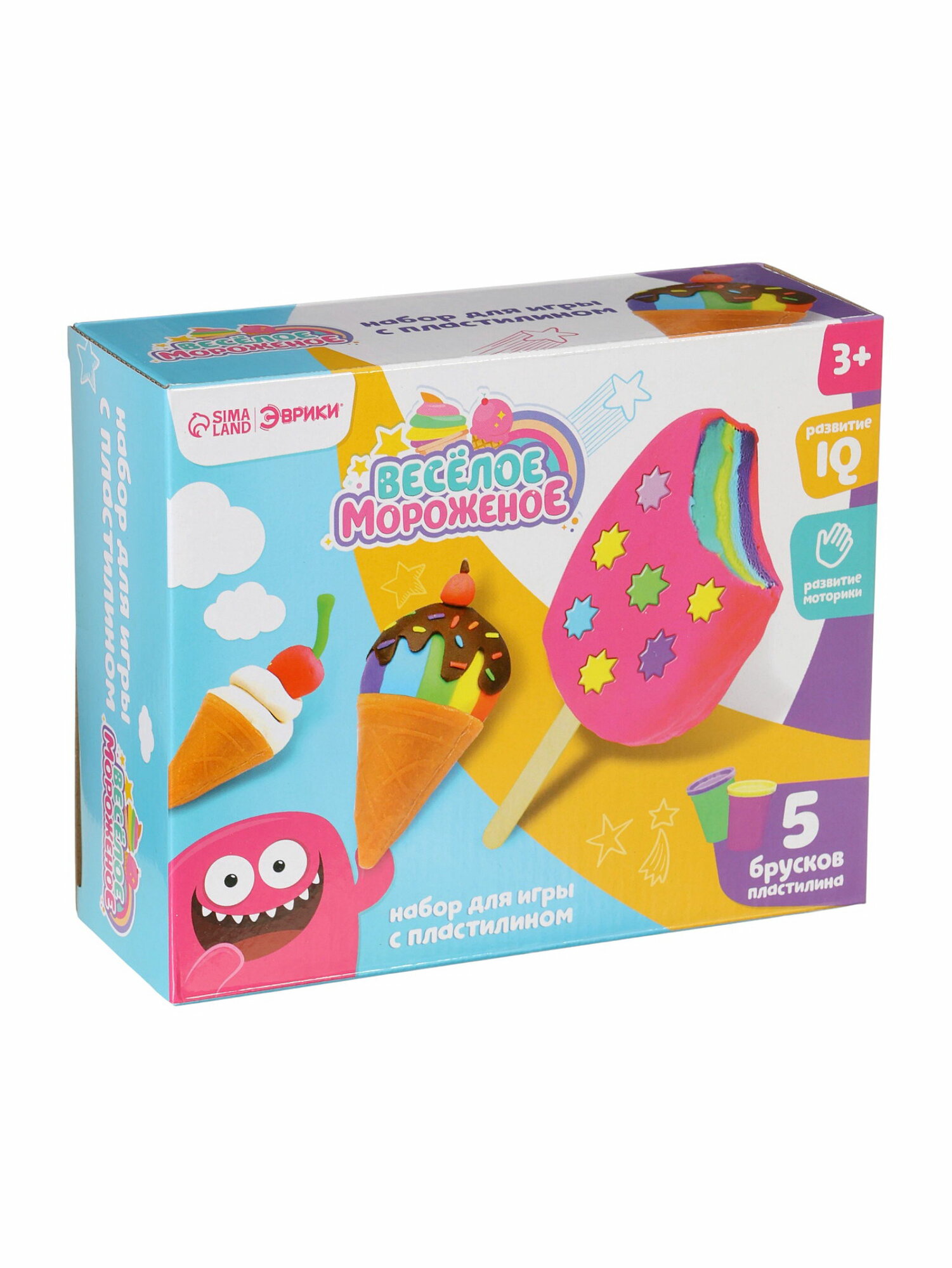 Игровой набор для лепки "Весёлое мороженое", 5 брусков пластилина, аксессуары