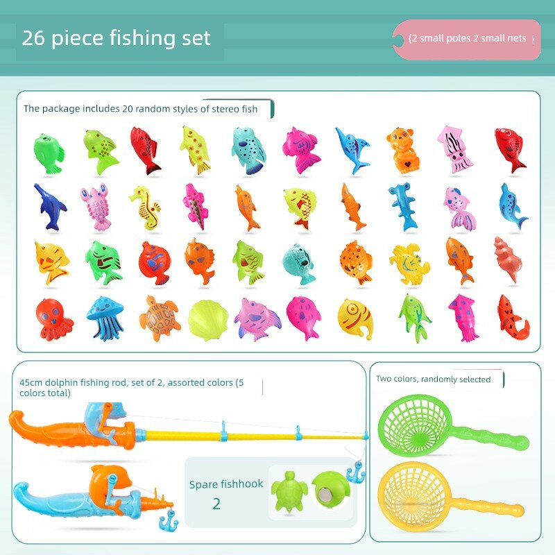 Детские игрушки для рыбалки, развивающий магнитный набор с рыбками, для мальчиков и девочек, для игр в воде,