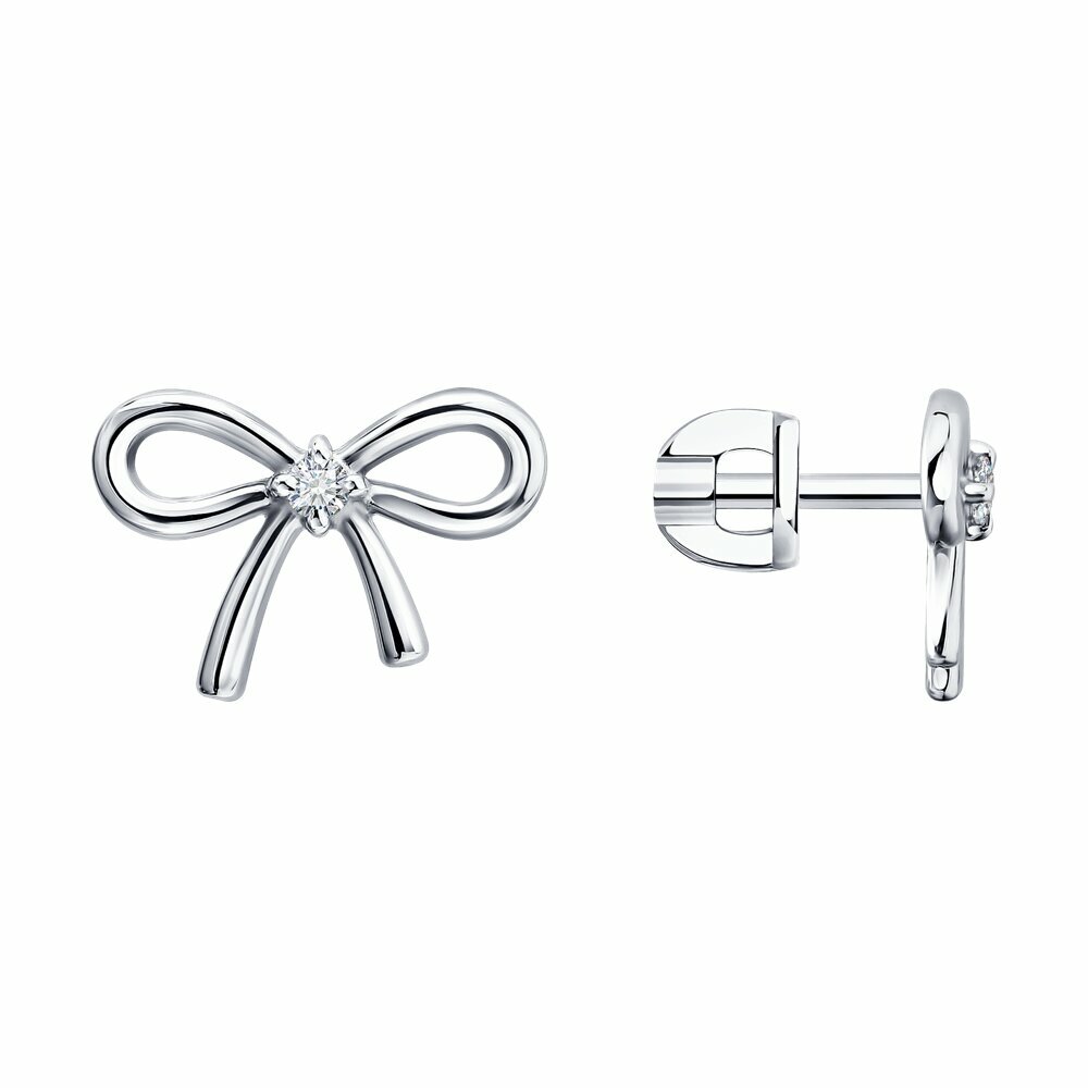 Серьги, серебро, 925 проба, родирование, бриллиант выращенный