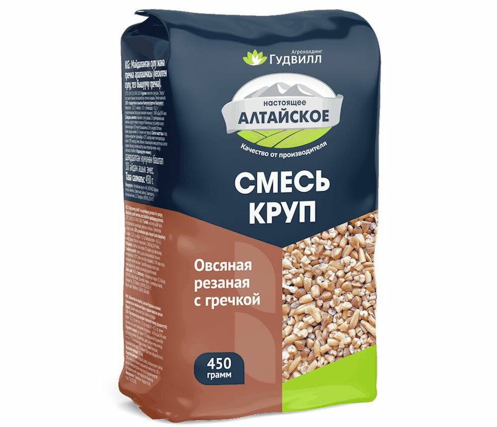 Смесь алтайское круп овсяная резаная, гречневая ядрица 450г