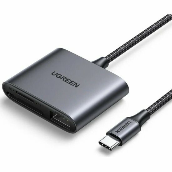 Картридер Ugreen CM387 USB-C - SD/TF, серый(80798)
