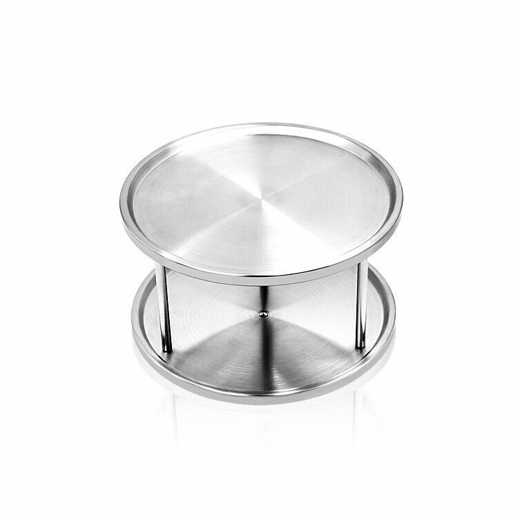 Двухслойная вращающаяся подставка "KT-0006", нержавеющая сталь, для специй, соевого соуса, приправ