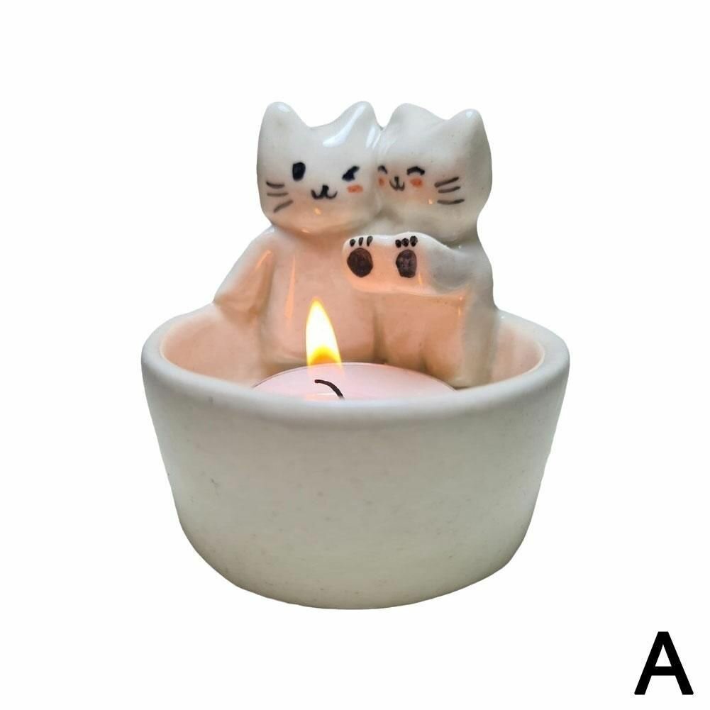 Подсвечник с мультяшным котенком, Котенок греет лапки, Милый ароматизированный подсвечник, подарок для девушек-женщин, выбор любителя кошек