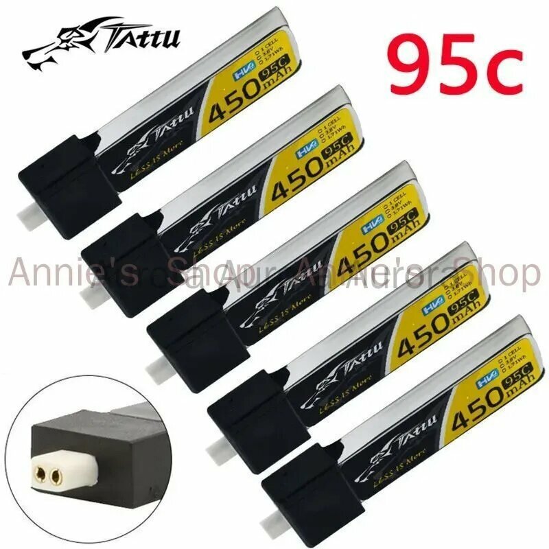 TATTU 3,8 В Lipo аккумулятор 450 мАч 1S 95C со штекером BT2.0