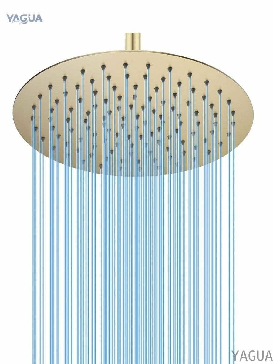 Лейка для душевой кабины верхний тропический душ Robern , диаметр 25 см, лейка для душа, нержавеющая сталь Матовое золото 2025 YAGUA