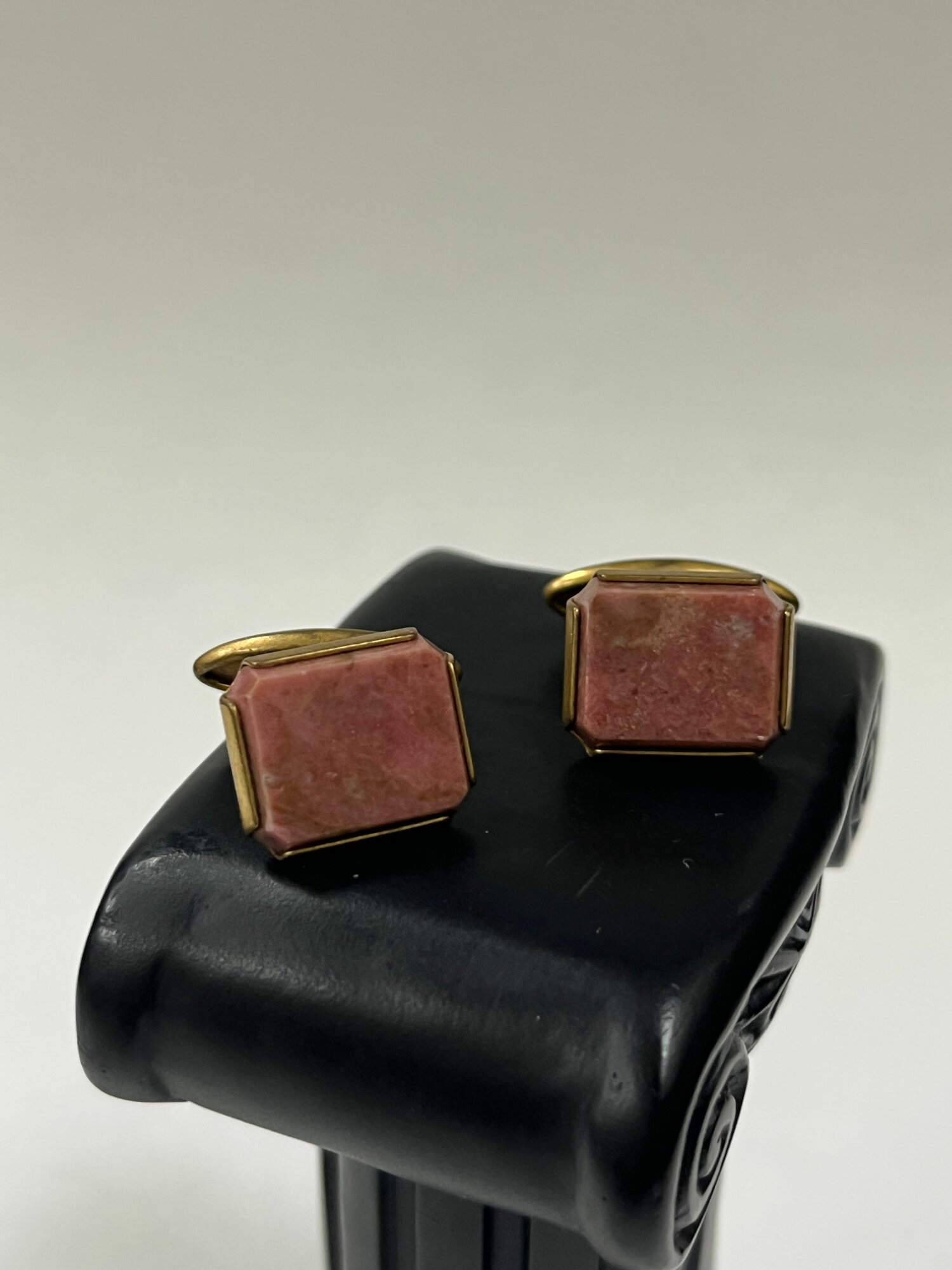 Советские винтажные запонки, натуральный камень родонит. Сделано в СССР