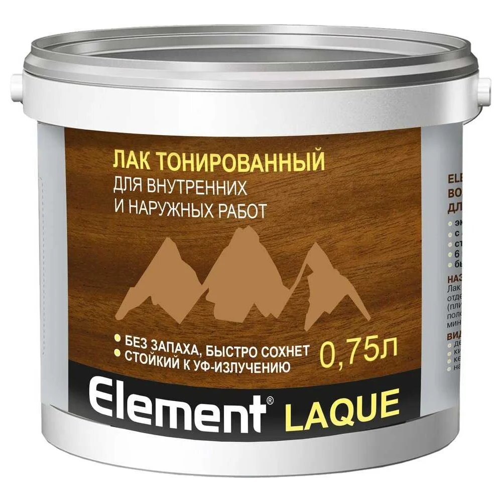 Лак акриловый ALPA Element LAQUE бесцветный для дерева, глянцевый, износостойкий, для внутренней и наружной отделки