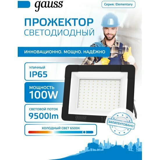 Прожектор Gauss LED 100W IP65 6500К черный