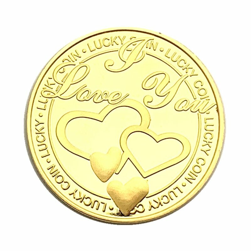 Романтическая Выгравированная Памятная Монета Талисманы на Удачу для Влюбленных 1.57 Дюйма
