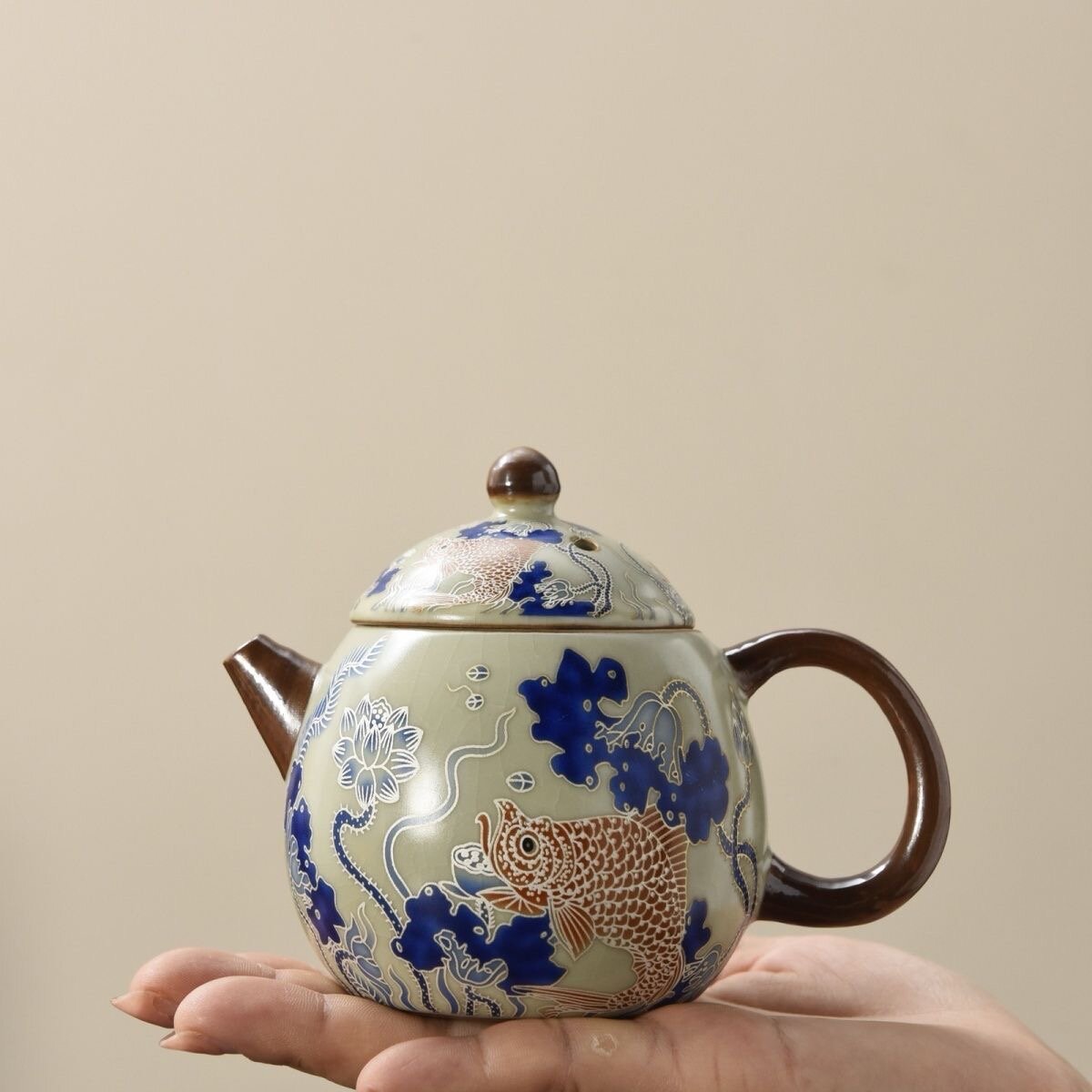 Чайник Драконье Яйцо Цэнь Сюнь 180 мл — жу-яо с серебряной нитью, для чайной церемонии, меняет цвет