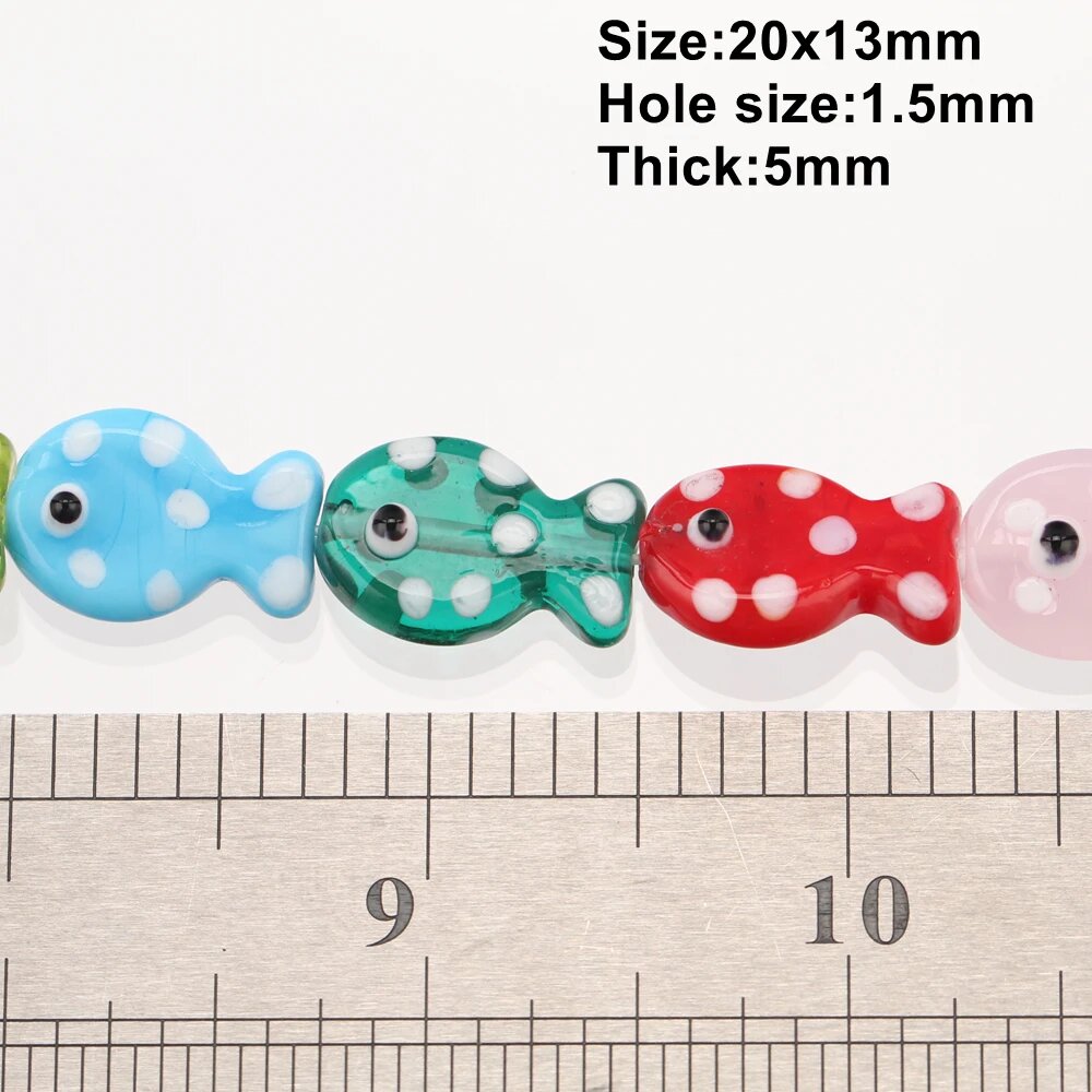 Бусины рыбки, 20x13 мм, отверстие 1.5 мм, 5 шт, цвет Random Mixed-4