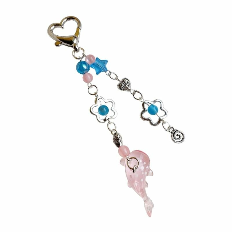 Любовная пряжка сине-розовая маленькая акула чехол для мобильного телефона подвесная пряжка-розовый