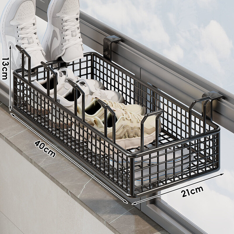 Балконная полка для сандалий, корзина для сушки обуви, наружный крючок для оконного ограждения, антикражный крючок для окна, полка для сушки обуви