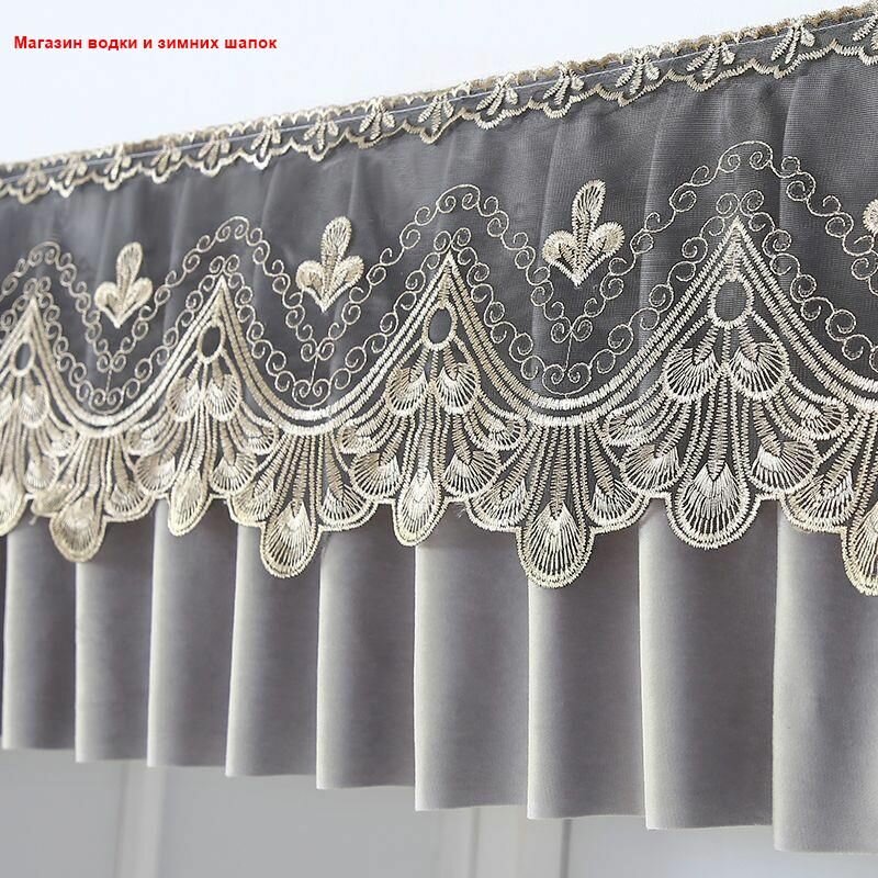 Ламбрекен портьера 350х30 см крепление Липучка серый