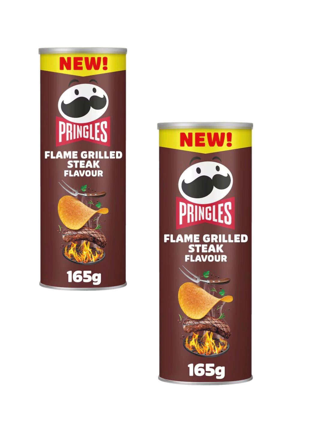 Чипсы картофельные Pringles Flamed Grilled Steak, с вкусом запеченный стейк на гриле 165г х 2 шт (Европа)