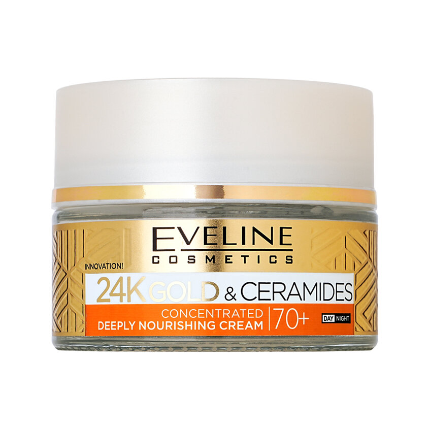 Крем для лица EVELINE 24K GOLD & CERAMIDY с керамидами 70+ 50 мл