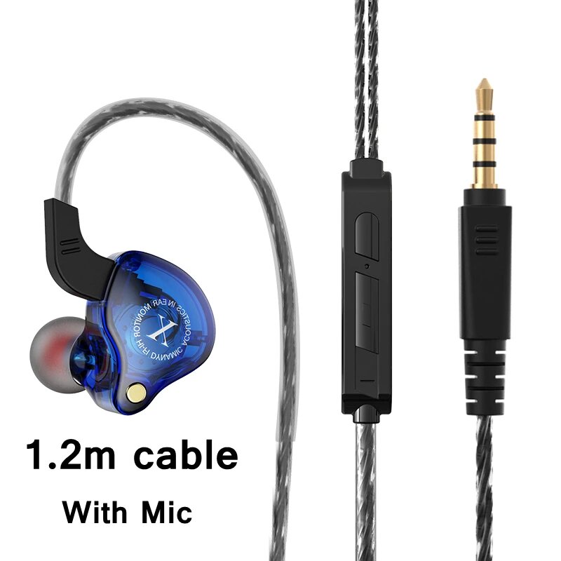 Проводные наушники с микрофоном, 1.2m Blue