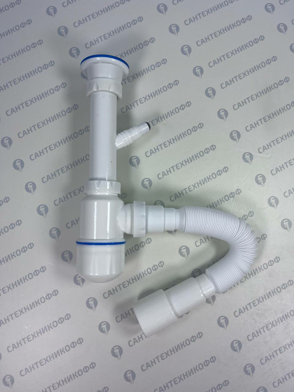 Сифон для раковины NOVA 1 1/2" - 40/50 с отводом для стиральной машины, с выпуском, гофрой 70 мм, белый (1054)