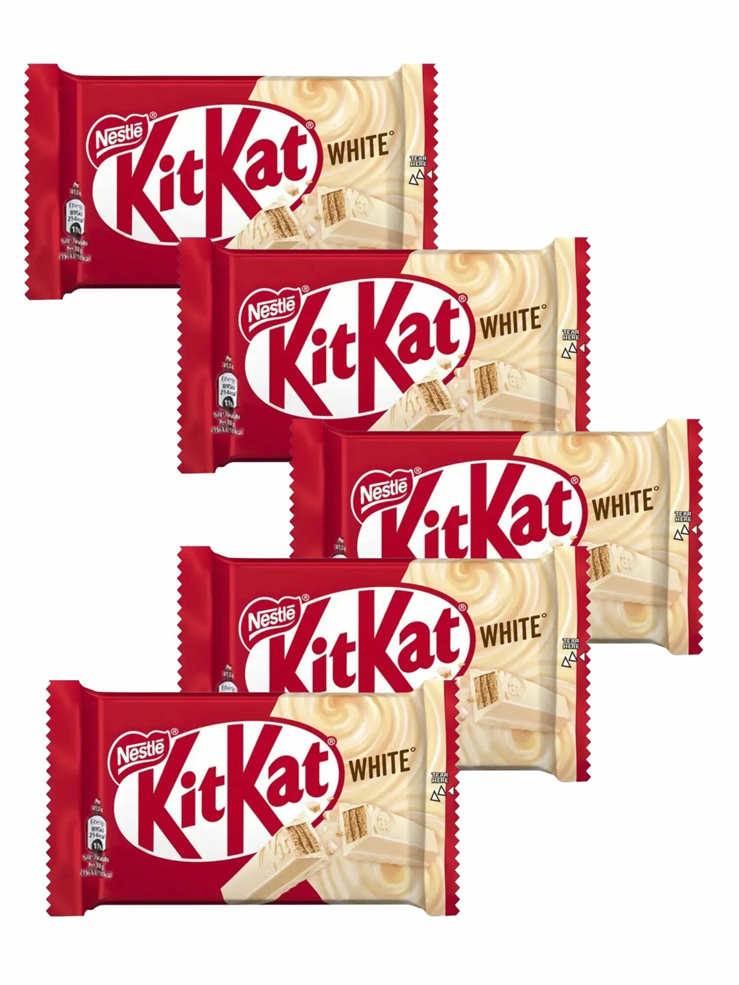 Шоколад белый с хрустящей вафлей KitKat White, 41,5 г - 5 штуки