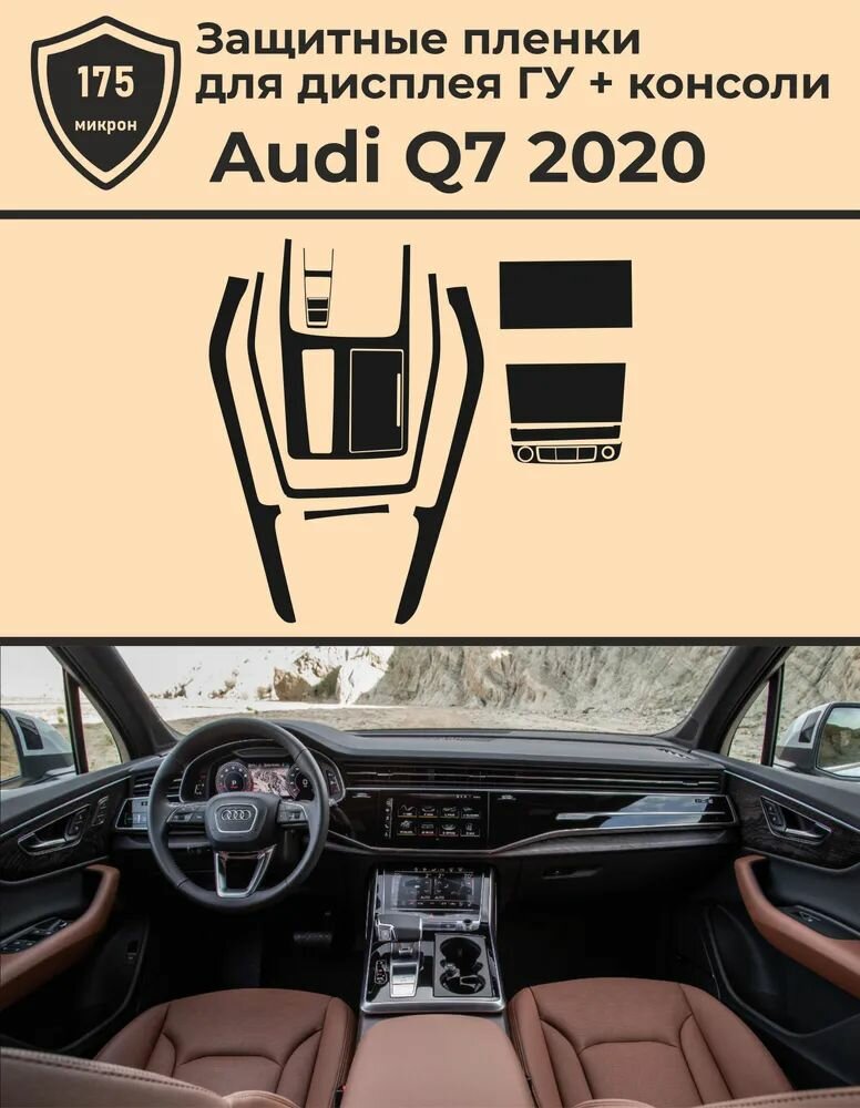 Audi Q7/Комплект защитных глянцевых пленок для дисплея ГУ и консоли