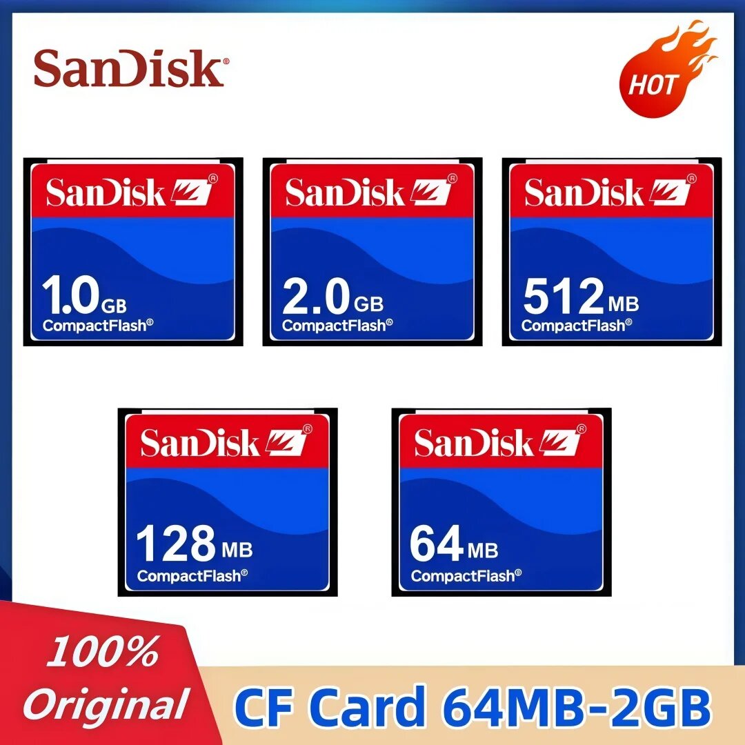 SanDisk CF карта памяти 64МБ/128МБ/256МБ/512МБ/1ГБ/2ГБ